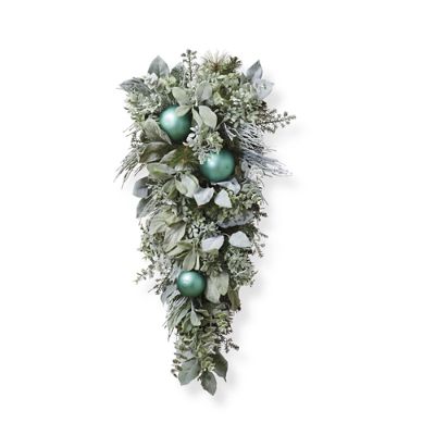 Christmas Cheer Cordless Teardrop Swag with Bow | Frontgate