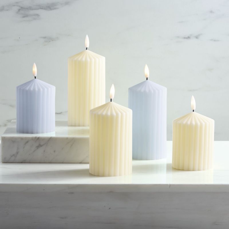 Frontgate Ribbed Flameless Pillar Candles In Red | ModeSens